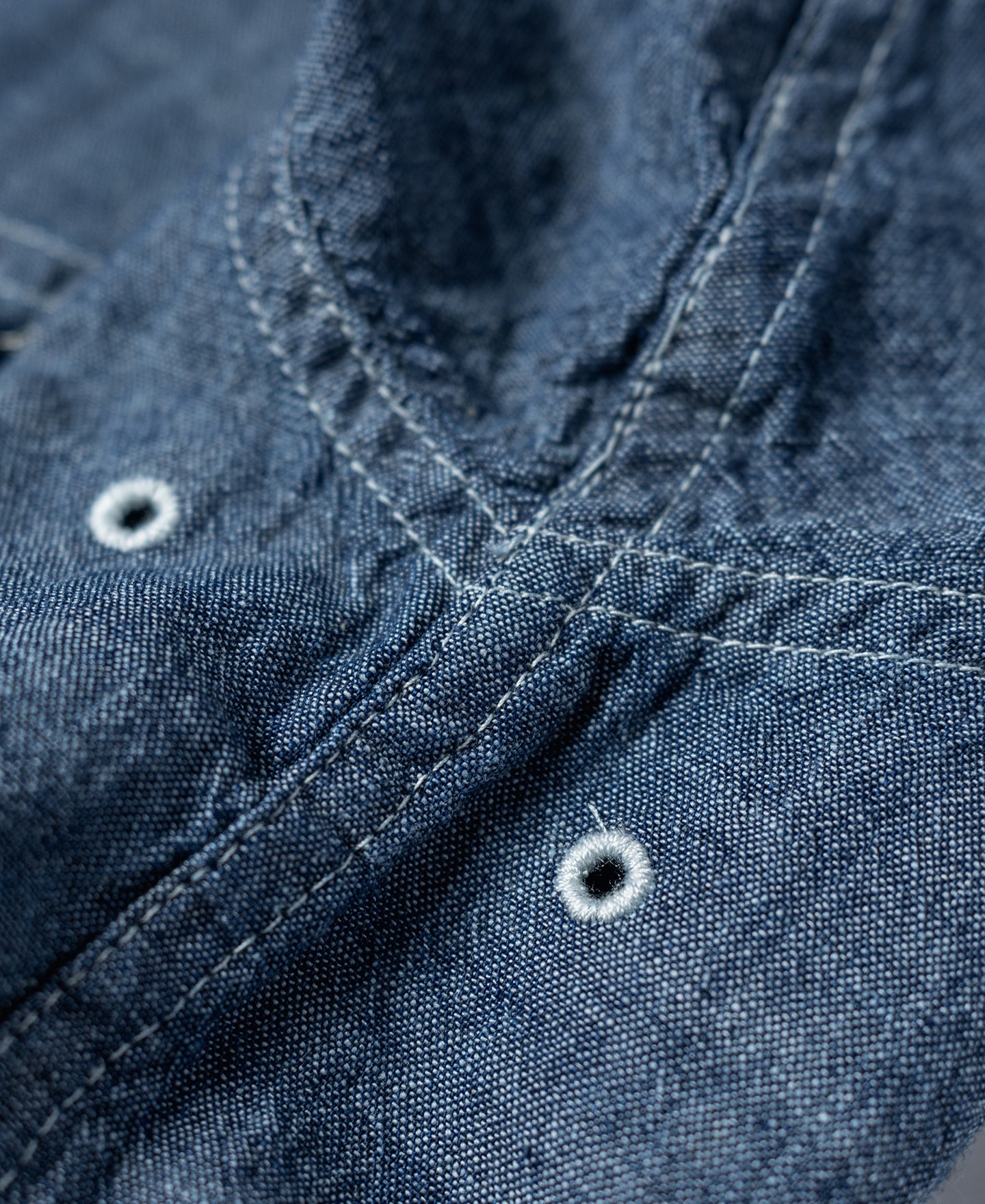 Vintage Slub Cotton Chambray Short Sleeve Work Shirt - Blue | Bronson