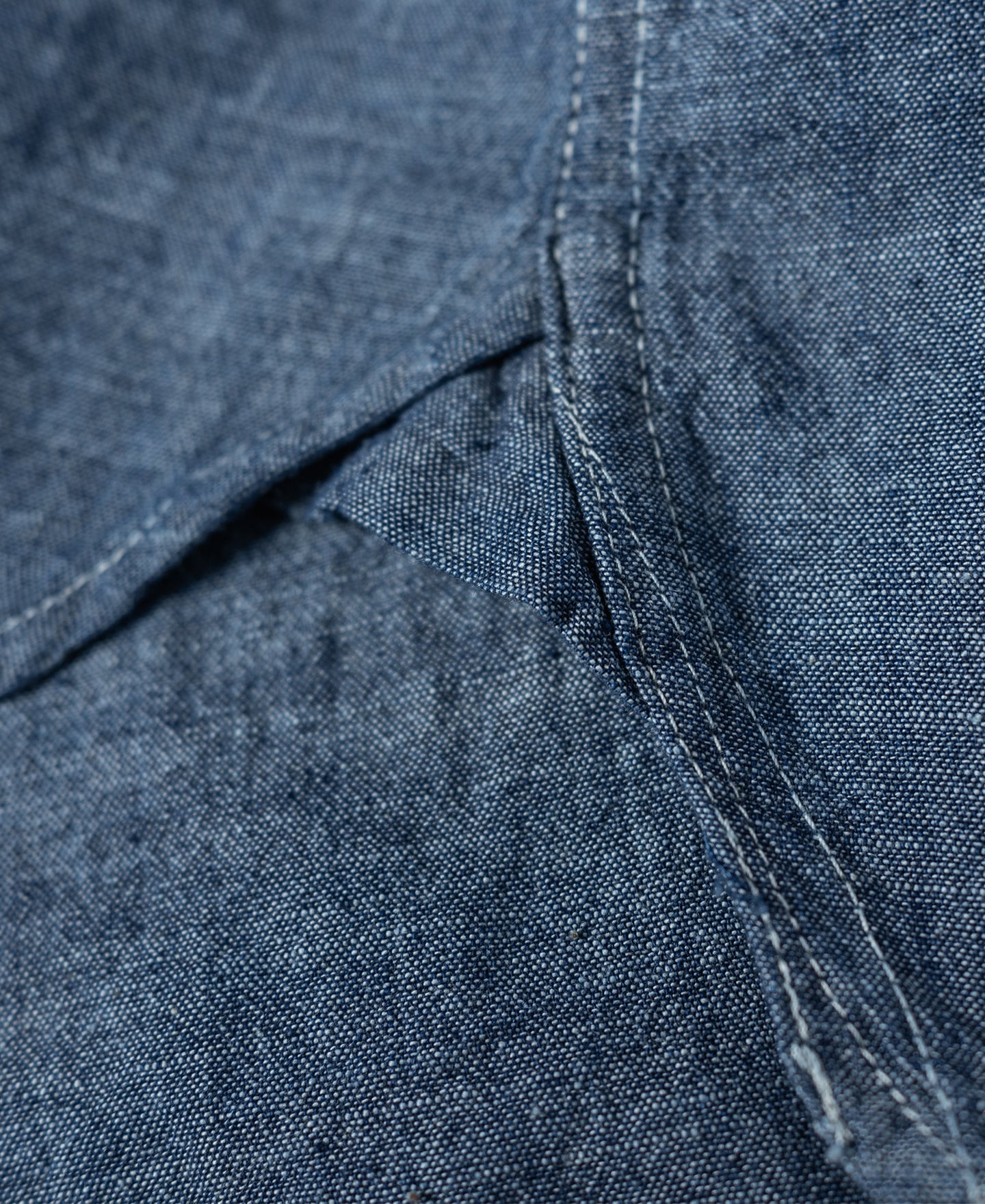 Vintage Slub Cotton Chambray Short Sleeve Work Shirt - Blue | Bronson