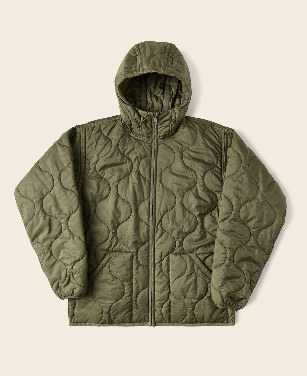 Vintage Military Style Quilted Padded Ripstop Nylon Jacket ...