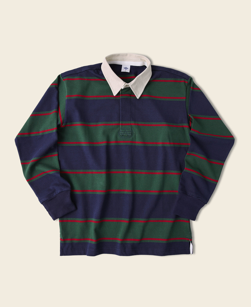 Classic Fit Striped Cotton Jersey Rugby Shirt - Green/Navy/Red ...