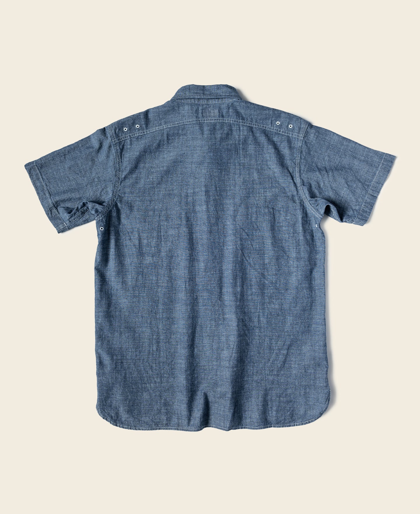 Vintage Slub Cotton Chambray Short Sleeve Work Shirt - Blue | Bronson
