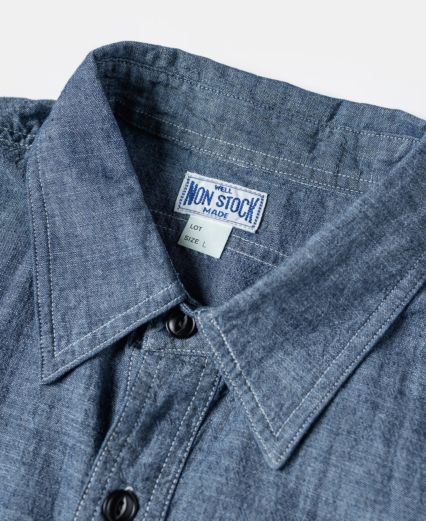 Vintage Slub Cotton Chambray Short Sleeve Work Shirt - Blue | Bronson