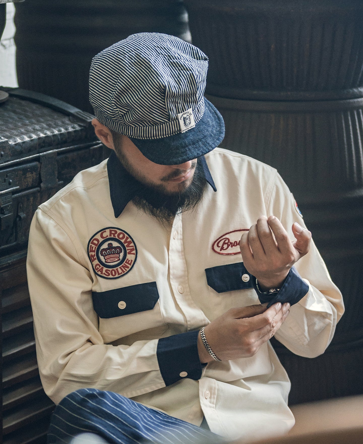 Hickory Stripe Railroad Engineer Cap | Bronson