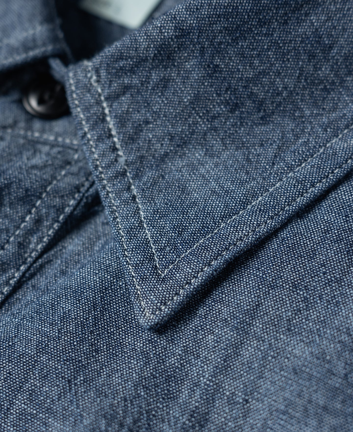 Vintage Slub Cotton Chambray Short Sleeve Work Shirt - Blue | Bronson