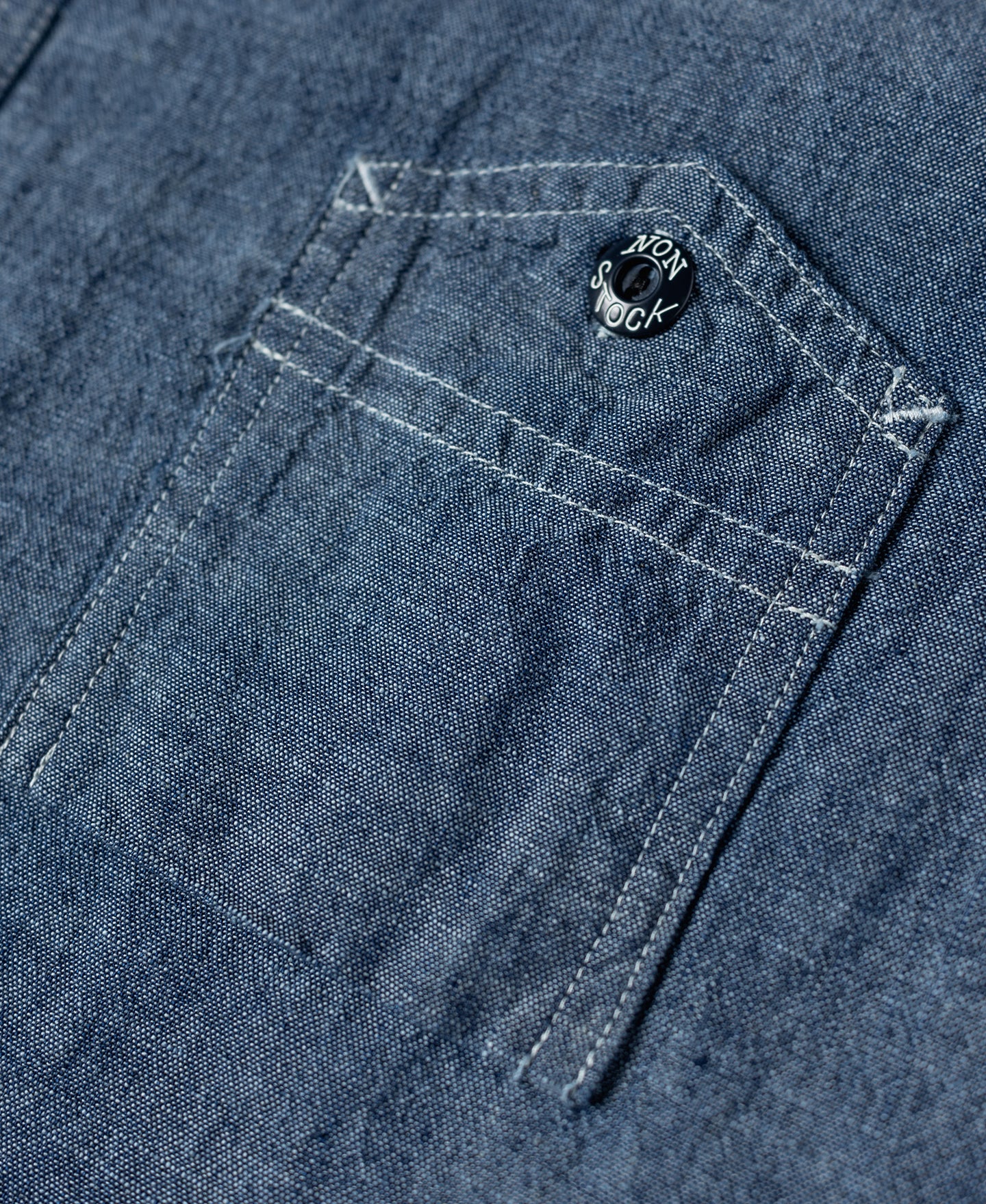 Vintage Slub Cotton Chambray Short Sleeve Work Shirt - Blue | Bronson