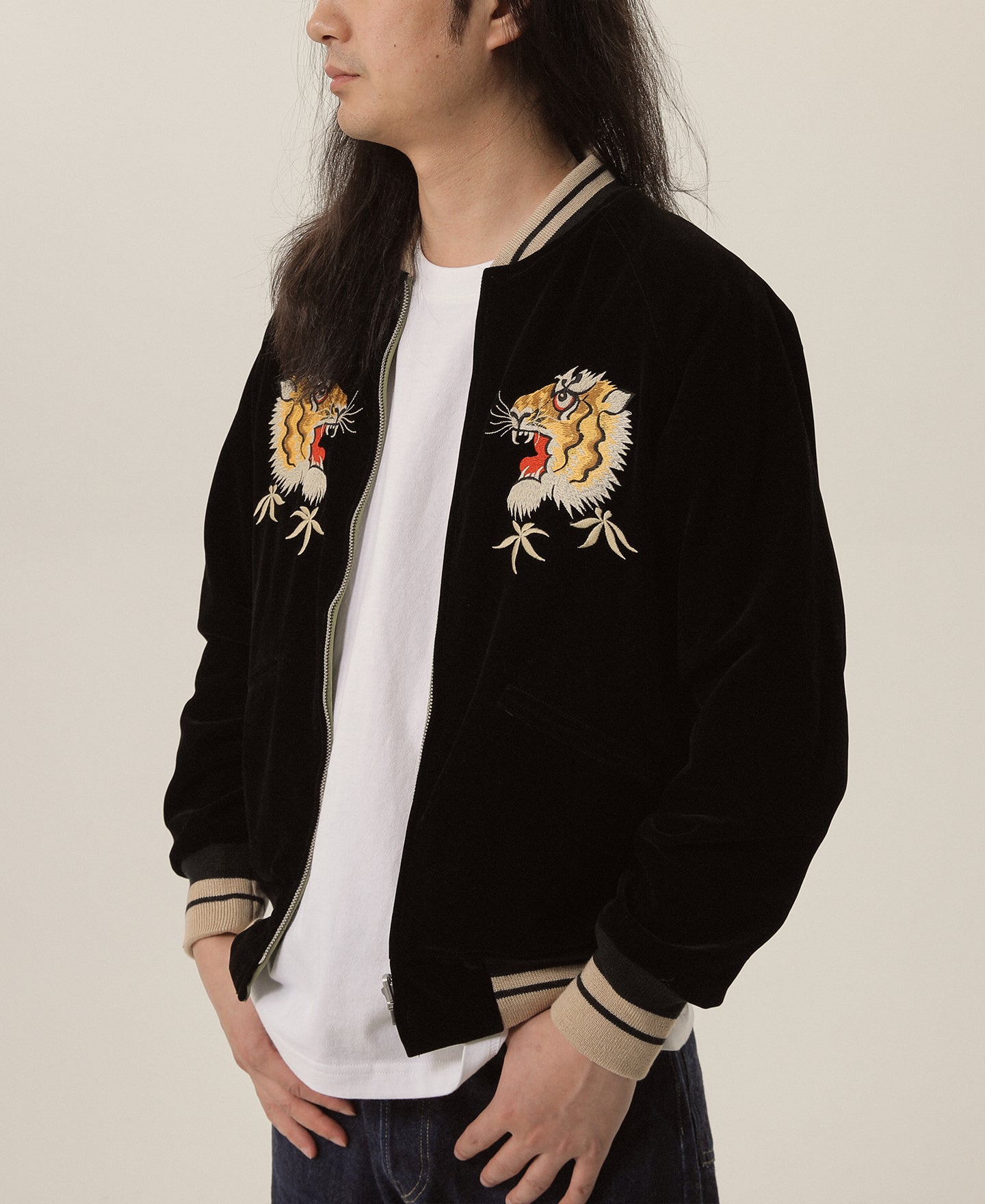 1950s Reversible Embroidery Acetate Souvenir Jacket - Falcon × Tiger ...