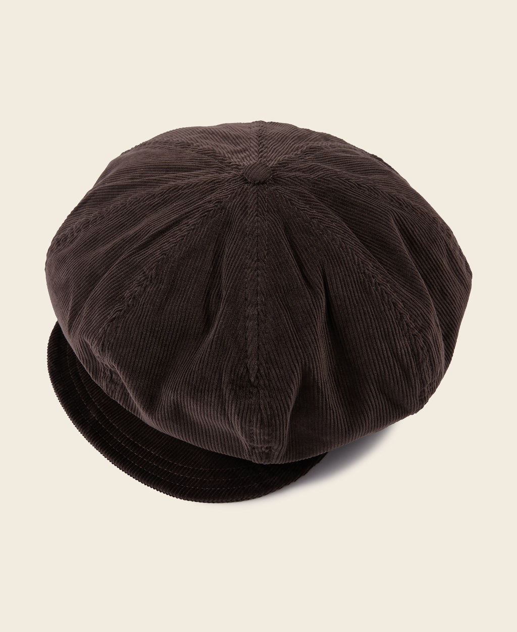 Men's Vintage Dark Brown Corduroy Octagonal Newsboy Cap | Bronson ...