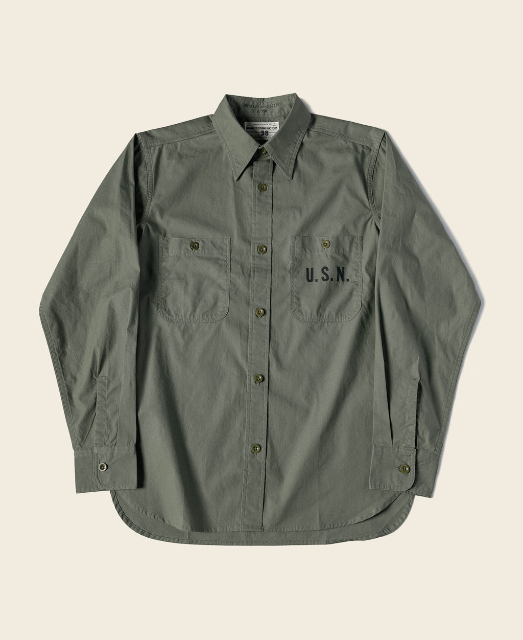 WWII U.S.N. N-3 Cotton Utility Long Sleeve Shirt - Olive | Bronson Mfg ...